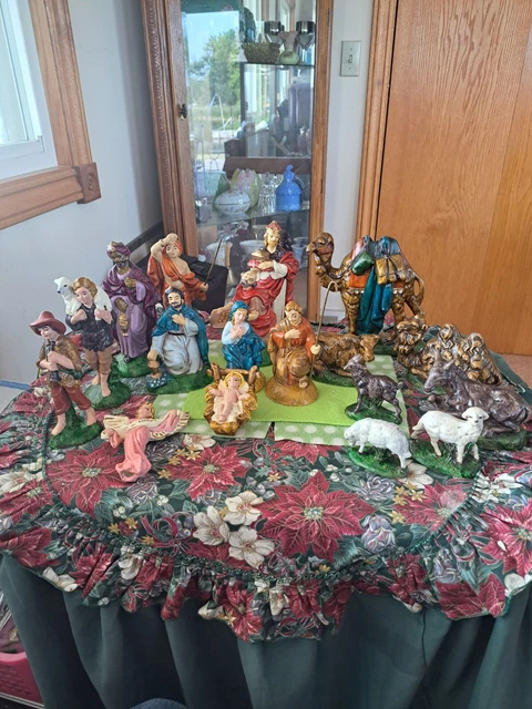 ATLANTIC MOLD 1975 Vintage 18 Piece Christmas Nativity Set Hand Painted ...