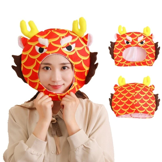 3D DRAGON HAT Chinese New Year Headgear Hat Adult Kids Festive Hat ...