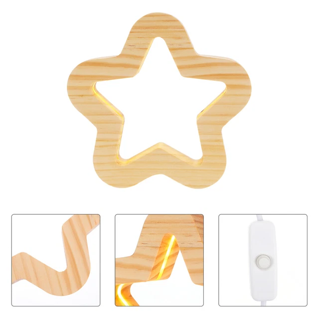 WOOD STAR CHILD Shape Carving Lamp LED Sign Kids Night Light £22.45 ...