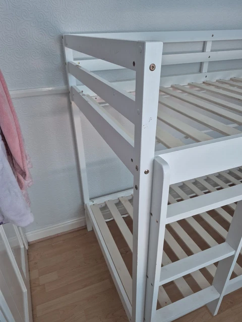 SINGLE BUNK BED Frame White Wooden No Matresses £63.10 - PicClick UK