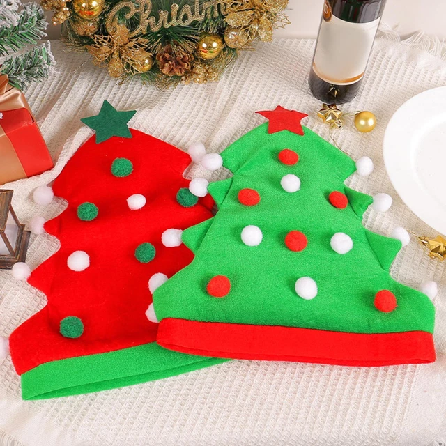 CHRISTMAS TREE HAT Carnival Photo Props Stage Performance Ball Dress up ...