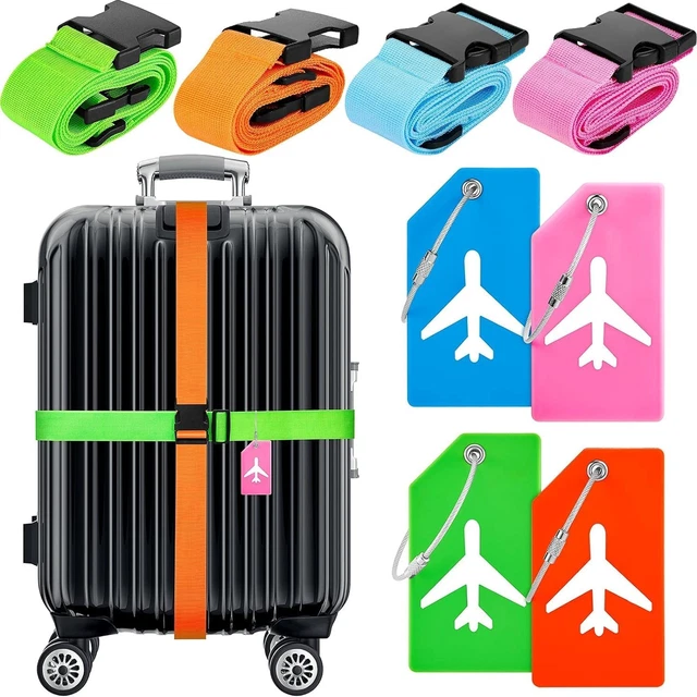 8 PACK LUGGAGE Straps Suitcase Tags Set, Travel Adjustable Suitcase ...
