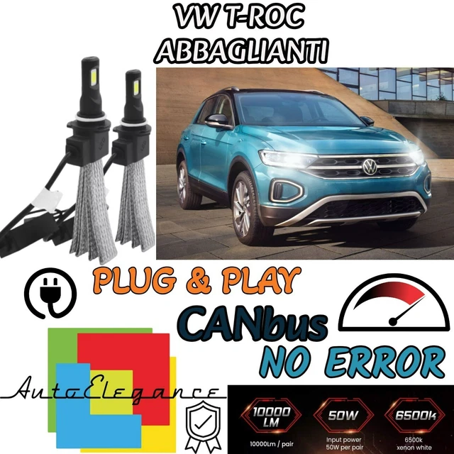 SET AMPOULES FEUX LED VW T-Roc Troc LED H7 6000K 6400 Lumen Pas D ...