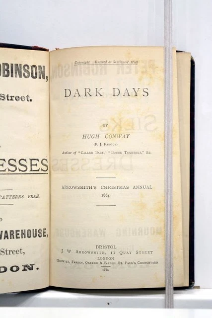 LIVRE ANCIEN CONWAY Dark Days En Anglais Roman Litterature 1884 EUR 45 ...