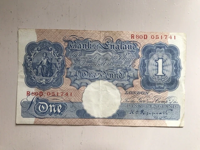 1940’S BLUE BANK of England One Pound Note £1 Peppiatt £20.00 - PicClick UK