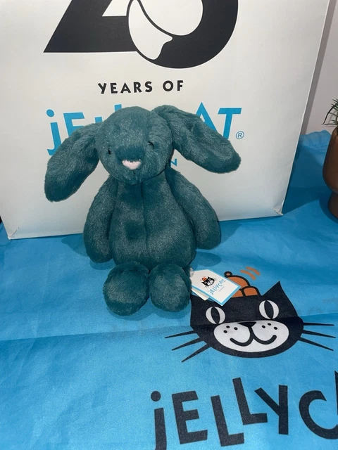 JELLYCAT SMALL BASHFUL Teal Bunny £52.68 - PicClick UK