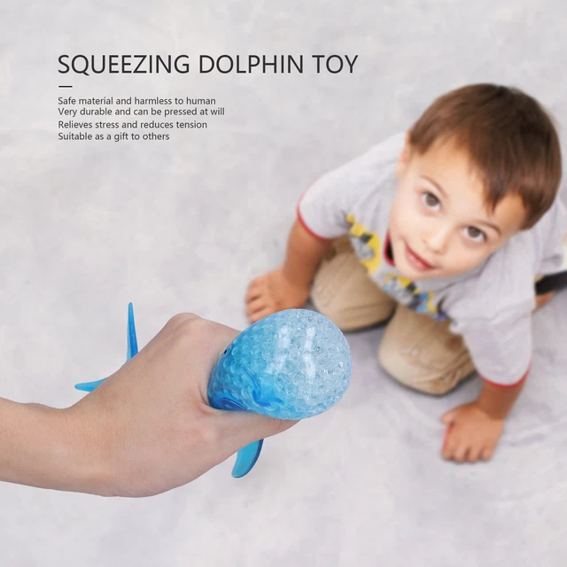 DOLPHIN DECOMPRESSION TOY Spongy Bead Stress Relief Soft Hand Squeeze ...