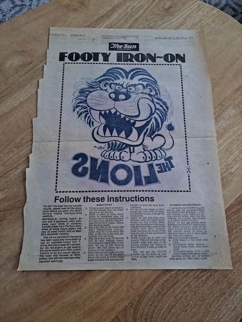 FITZROY LIONS FOOTY Iron On Weg Poster Sun Newspaper Brisbane Lions $75 ...