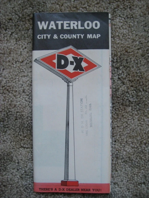 1950'S ROAD MAP, Waterloo Iowa, Cedar Falls, DX, H&H DX Station £9.38 ...