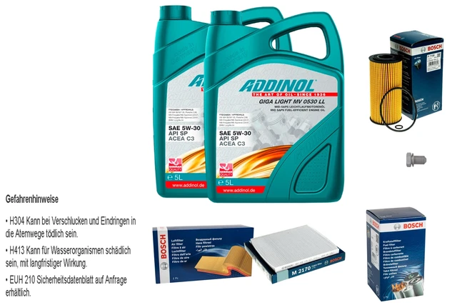 BOSCH INSPECTION SET 10L ADDINOL GIGA LIGHT MV 5W-30 pour Hyundai IX35 ...