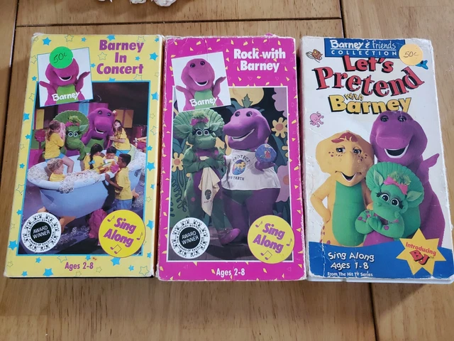 BARNEY VHS LOT - Rock With Barney, Barney in Concert & Lets Pretend ...