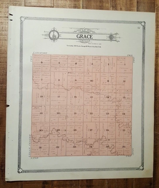 ANTIQUE MAP-GRACE/AVON TOWNS - Atlas De Grand Forks Co. N.Dakota/Ogle ...