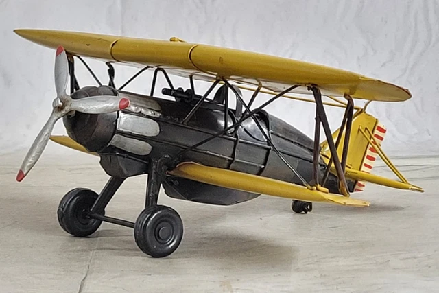 HOME DECOR RETRO Biplane Model Home Decoration US World War II Metal ...