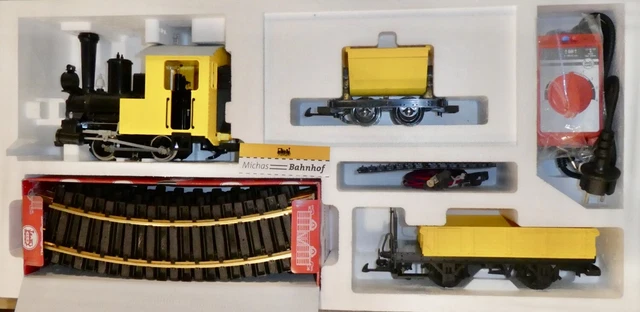 STARTSET GARTENBAHN BAUSTELLENZUG gelb Lok Wagen Gleis LGB 70503 OVP ...