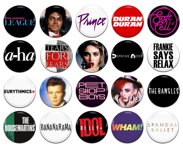 20X 80'S POP Music Groups Bands Artists 25mm / 1 Inch D Pin Button ...