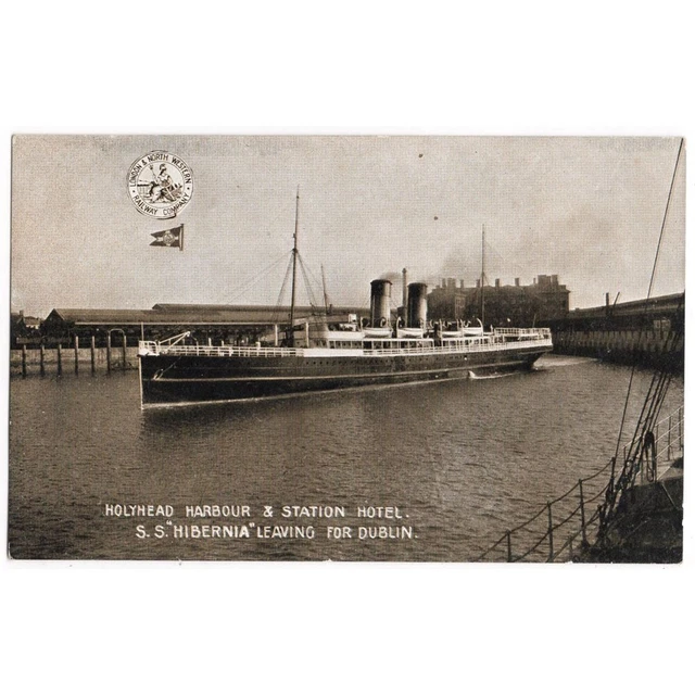 SS HIBERNIA LEAVING Holyhead Harbour for Dublin LNWR Postcard Unused £4 ...