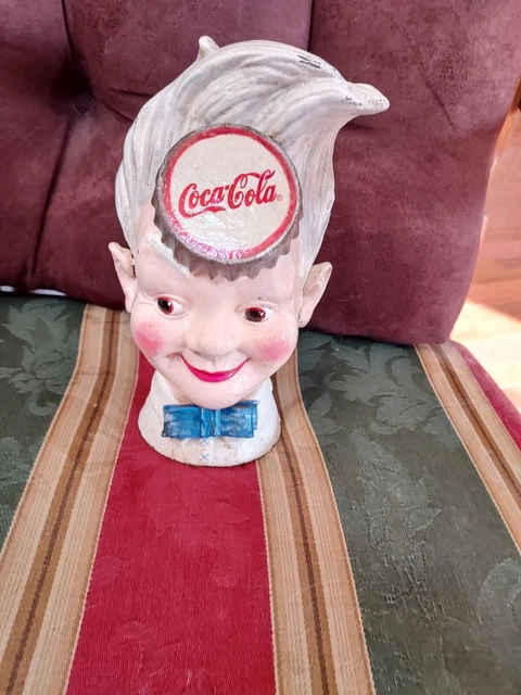 CAST IRON COCA-COLA "Sprite Boy" Soda Head Heavy Coin Bank £61.12 ...