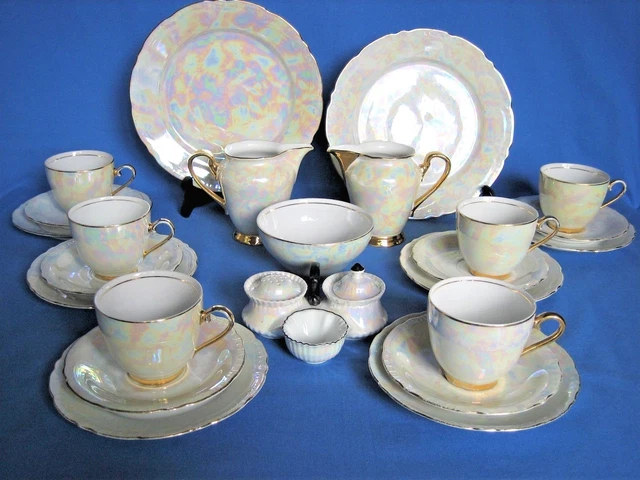 VINTAGE CZECHOLSOVAKIAN (GEBRUDER Benedikt) lustre ware tea set - 24 ...