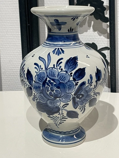 ANCIEN VASE FAÏENCE Delf Royal Décor Floral Vintage Signé Et Numéroté ...