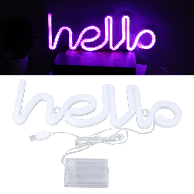 PURPLE LED NEON Sign Hello Letters Neon Light Wall Decor For Wedding ...
