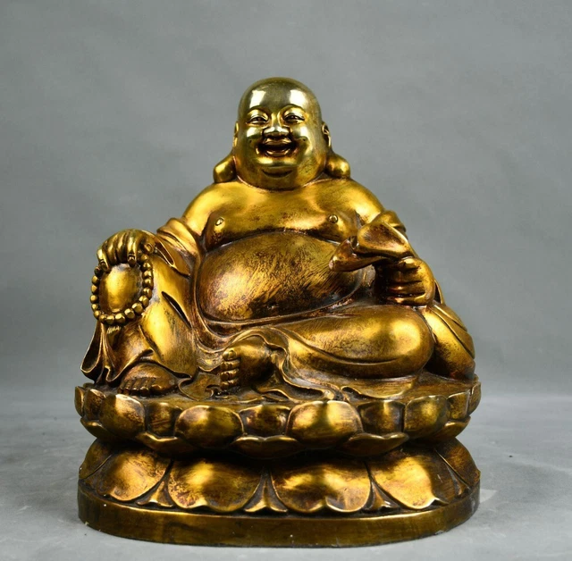 10.8 &VIEUX TIBÉTAIN en cuivre doré assis dans sa statue de Bouddha Maitreya EUR 478,80 ...