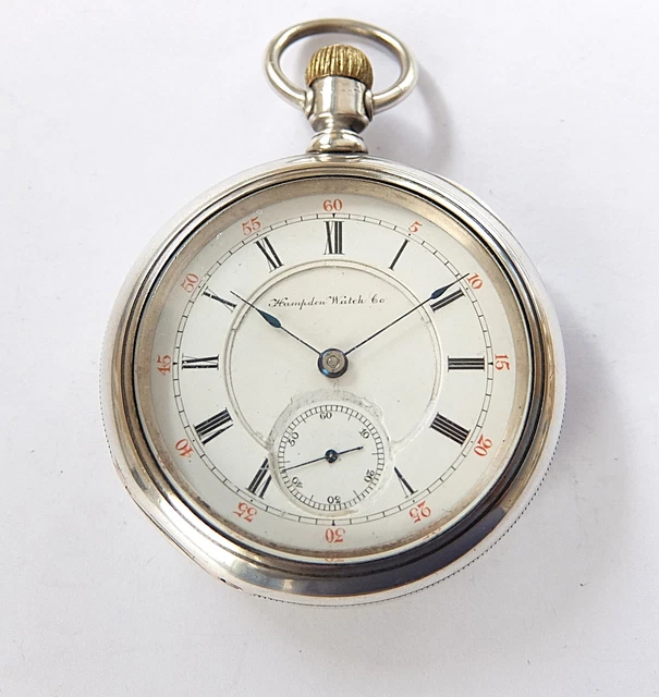 1895 BIG CHUNKY Silver Cased Hampden Watch Co Lever Pocket Watch ...