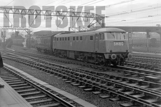 LARGER NEGATIVE BR British Railways Electric Loco E3002 Class 81 Crewe ...