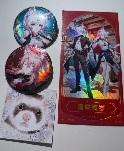 HONKAI: STAR RAIL HSR X KFC Collab Holographic Badges & Card Set ...
