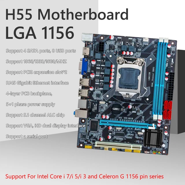 L# DESKTOP COMPUTER H55 Motherboard DDR3 for LGA 1156/i3/i5/i7 Gaming ...