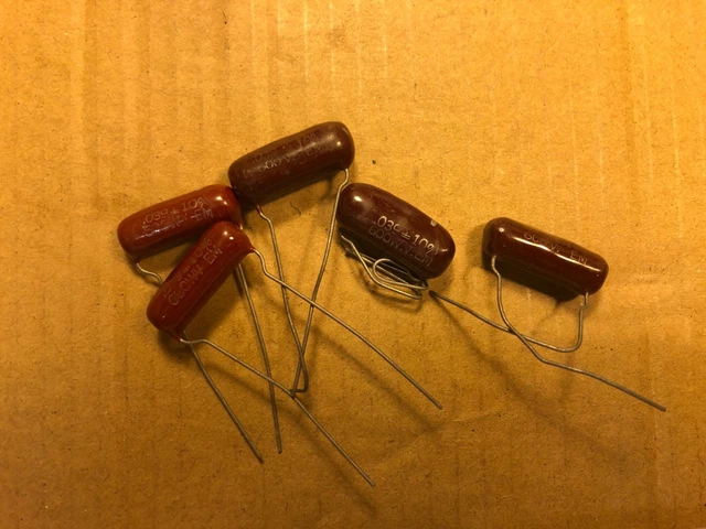 5 NOS EM Brown Drop .039 uf 600v Capacitors Vintage ElMenco Guitar Amp ...