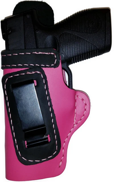 PINK W/BLACK IWB Leather Gun Holster YOUR CHOICE:rh,lh-laser-slide-cant ...