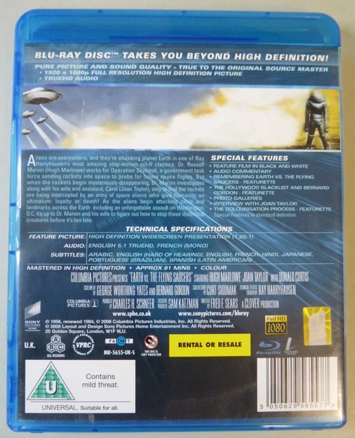 EARTH VS THE Flying Saucers (Blu-ray, 2008) - Ray Harryhausen £24.95 ...
