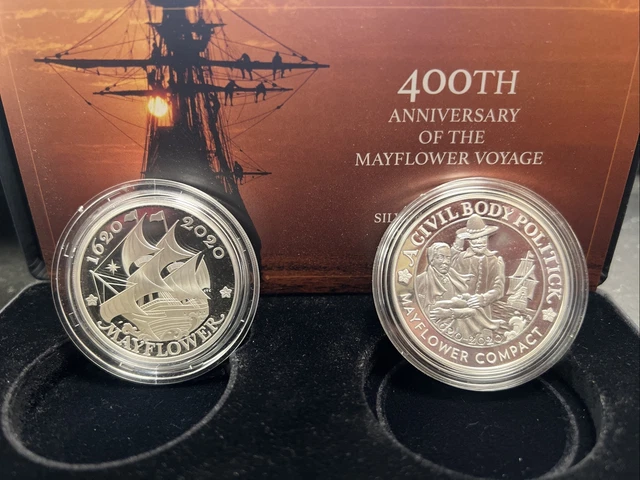 400TH ANNIVERSARY OF the Mayflower Voyage Silver Proof Coin & Medal set ...