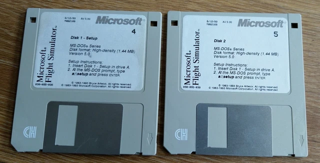 MICROSOFT FLIGHT SIMULATOR 5.0 for DOS, 3.5" disks only £0.99 - PicClick UK