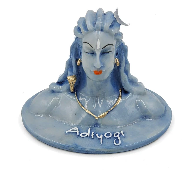 INDIAN TRADITIONAL POLYRESIN Adiyogi Shiva Idol Color Sky Blue For Home ...