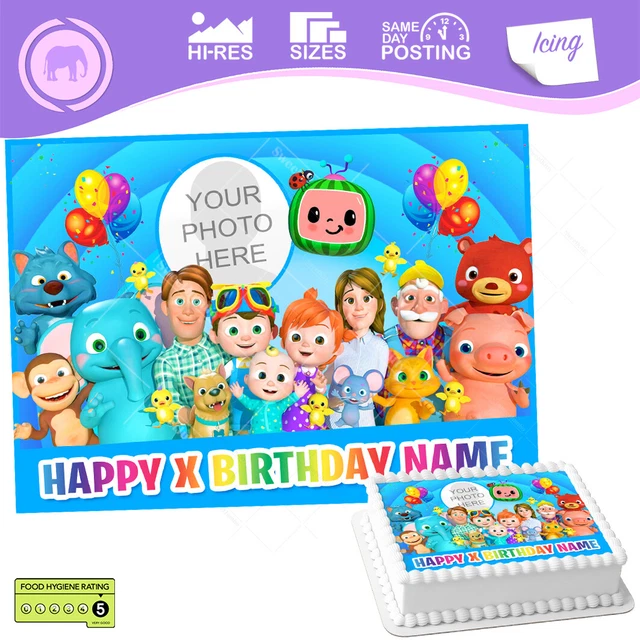 COCOMELON CARTOON CAKE Topper Rectangle Edible Personalised sizes inc ...