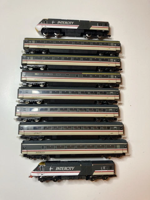 N GAUGE GRAHAM Farish HST Intercity swallow Livery - 2 Powers / 7 MK3 ...