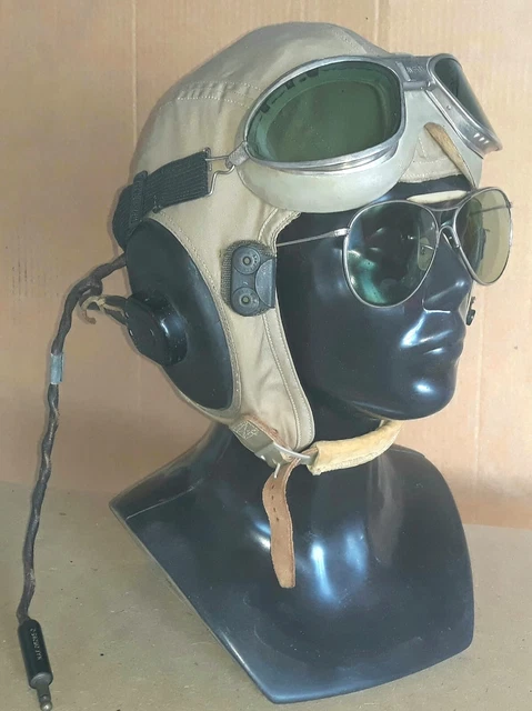 1944 USN AVIATOR Flying Set: AN-6542 Helmet, AN-6530 GOGGLES, AN-6531 ...