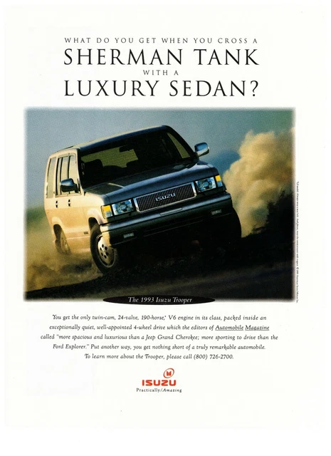 1993 ISUZU TROOPER Sherman Tank Dune Color Photo Vintage Print ...