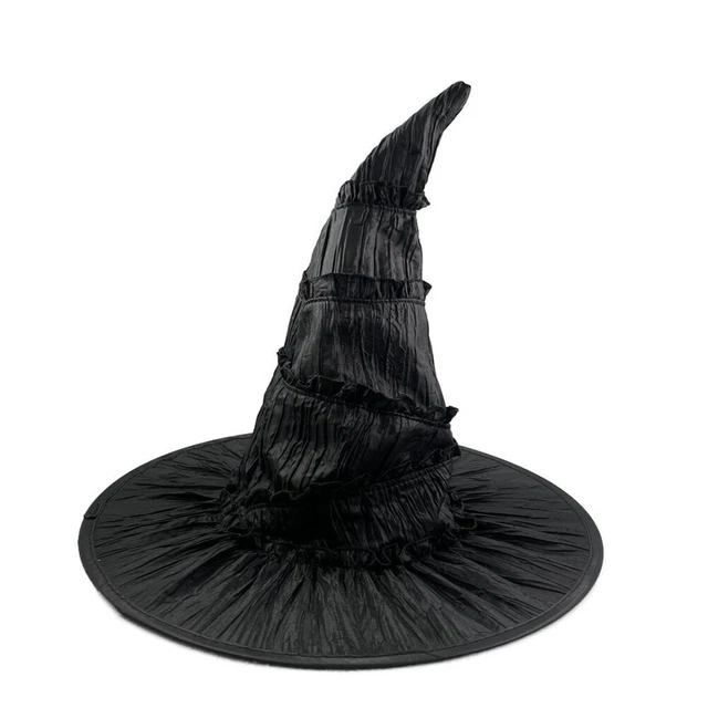 WITCH HAT RUCHED Black Witch Wizard Hat Retro Witches Hats for Party Carnivals £6.35 - PicClick UK