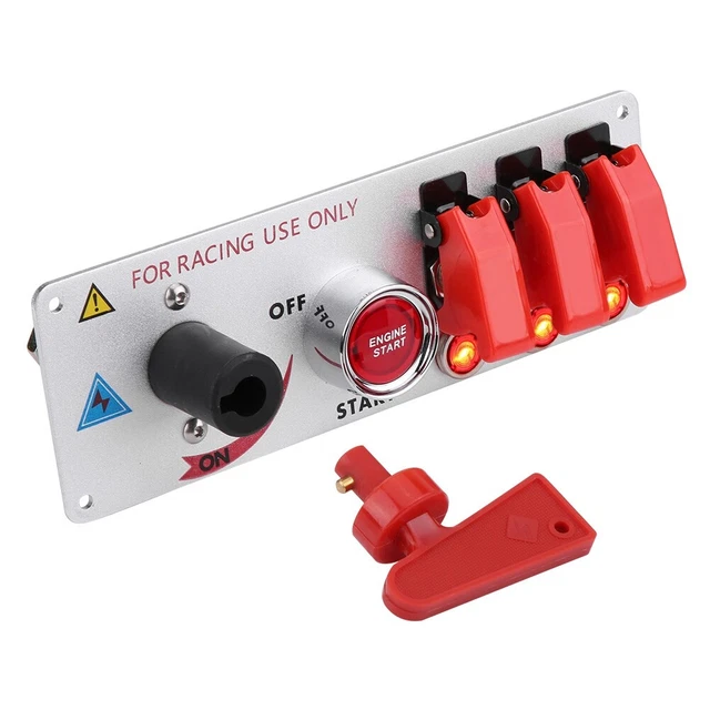 12V RACING CAR Engine Start Push Button Ignition Switch Panel Red LED ...