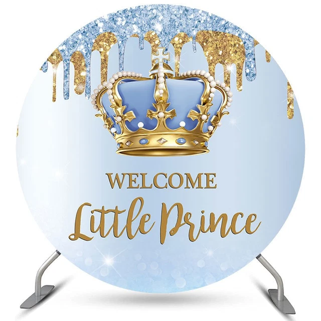 BLUE WELCOME LITTLE Prince Round Baby Shower Backdrop $37.94 - PicClick AU