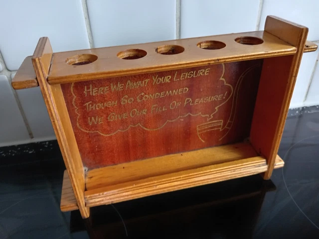 VINTAGE WOODEN 5 pipe pipe rack. 23 centimetres long. £5.50 - PicClick UK