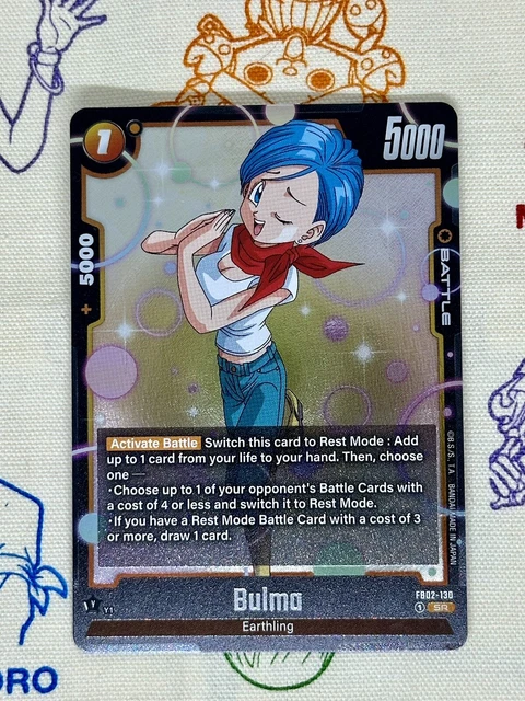 DRAGON BALL SUPER Fusion World Bulma - FB02-130 SR Aura lamina fiammeggiante quasi nuova EUR 0 ...