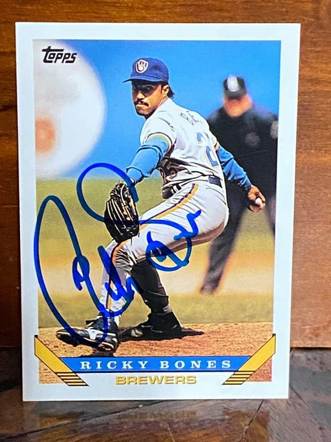 RICKY BONES - Signé - 1993 Topps Milwaukee Brewers Baseball Topps Card ...