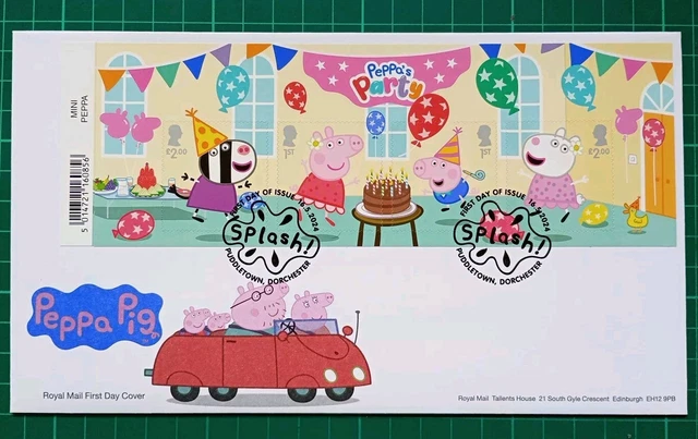 2024 PEPPA PIG 20 Years BARCODE Miniature Sheet FDC Puddletown ...