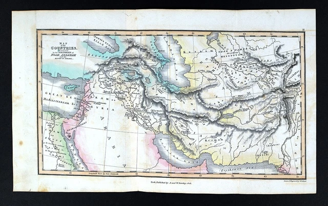 1823 PALMER MAP Old Testament Bible Mesopotamia Babylon Egypt Syria ...