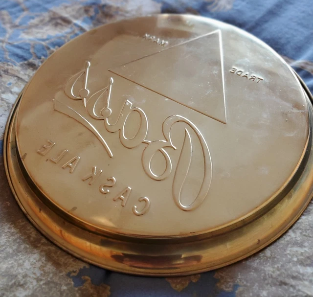 RARE VINTAGE ORIGINAL Bass Brewery Solid Brass Cask Ales Beer Tray 12 ...