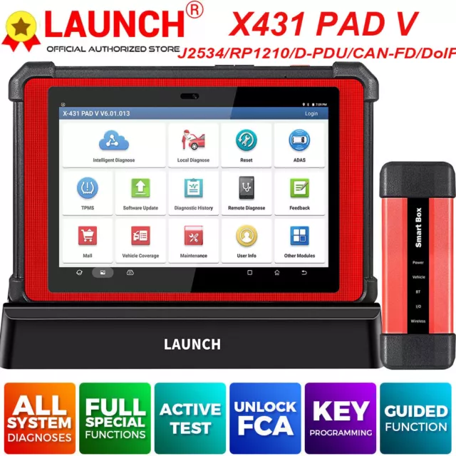 LAUNCH X431 PAD V Car Diagnostic Scanner Tool ADAS ECU Coding Online ...