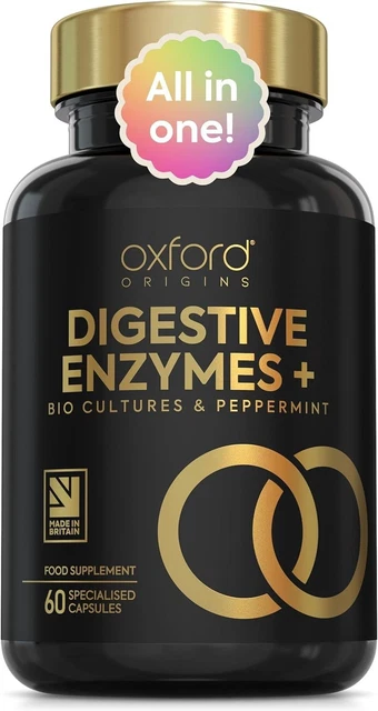 10-IN-1 DIGESTIVE ENZYME Supplement with Probiotics & Peppermint Oil UK ...